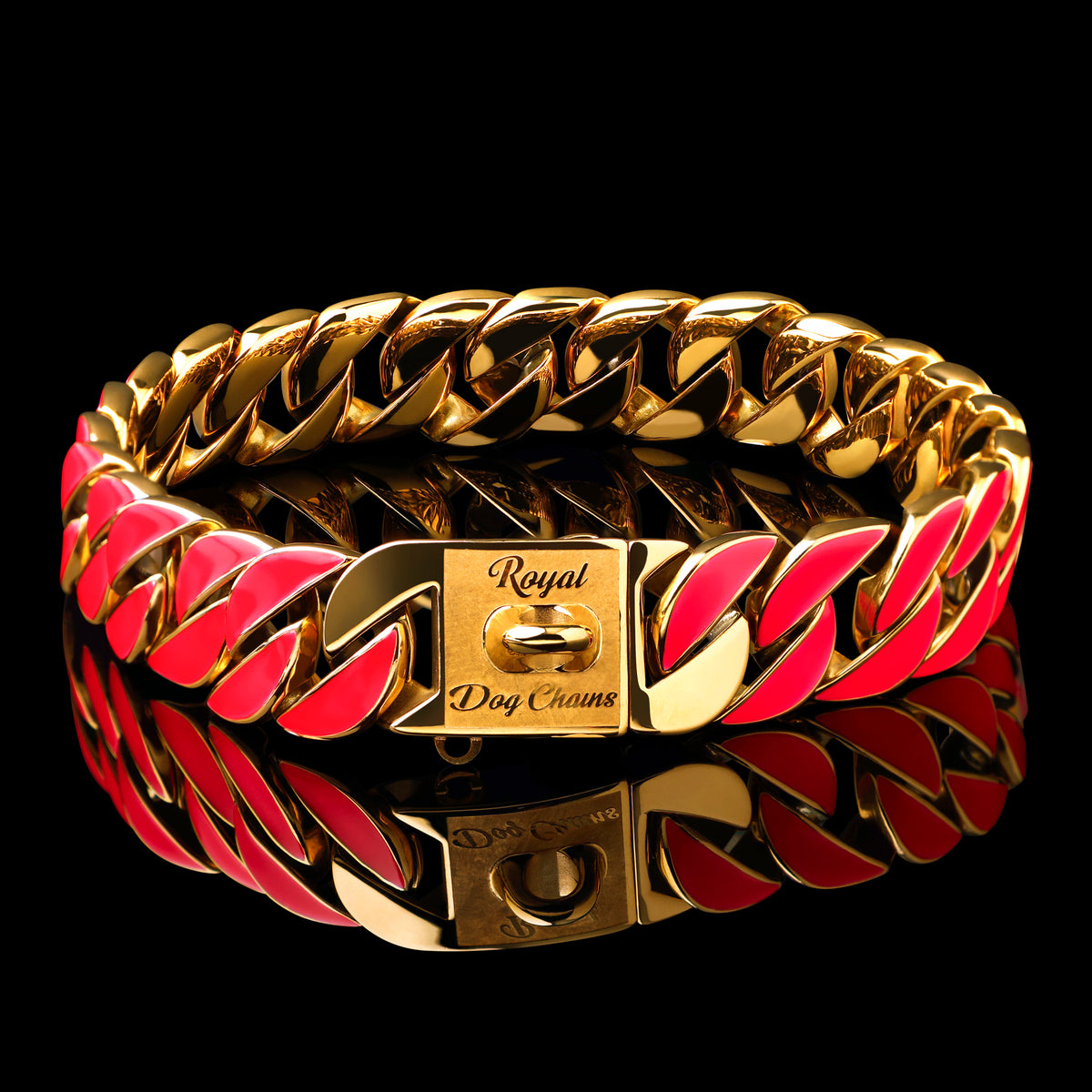Gold Pink Glow Collar - Royal Dog Chains